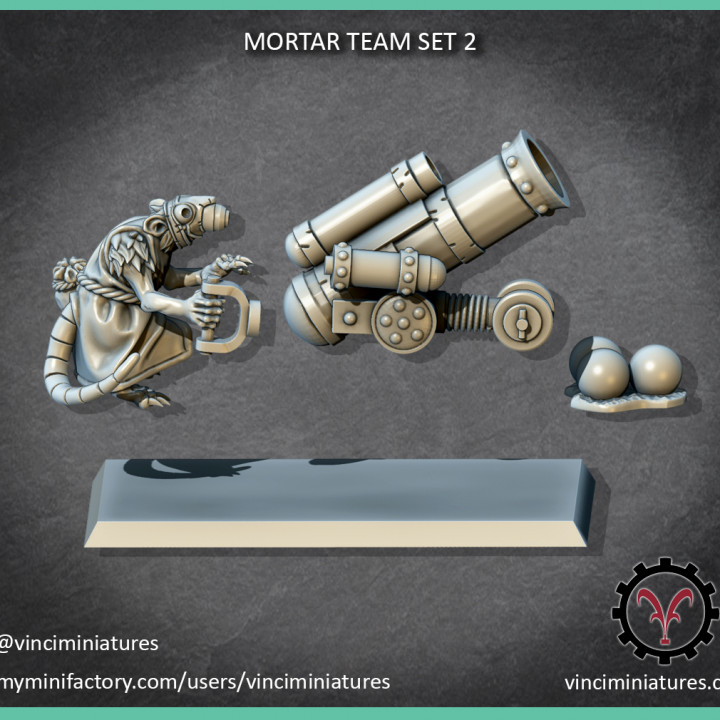 3D Printable MORTAR TEAM SET 2 by vinciminiatures