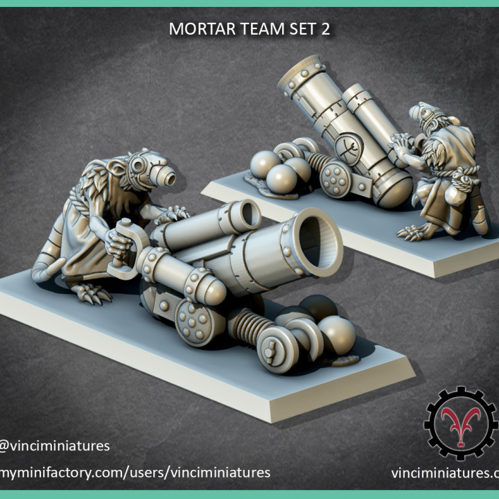 3D Printable MORTAR TEAM SET 2 by vinciminiatures