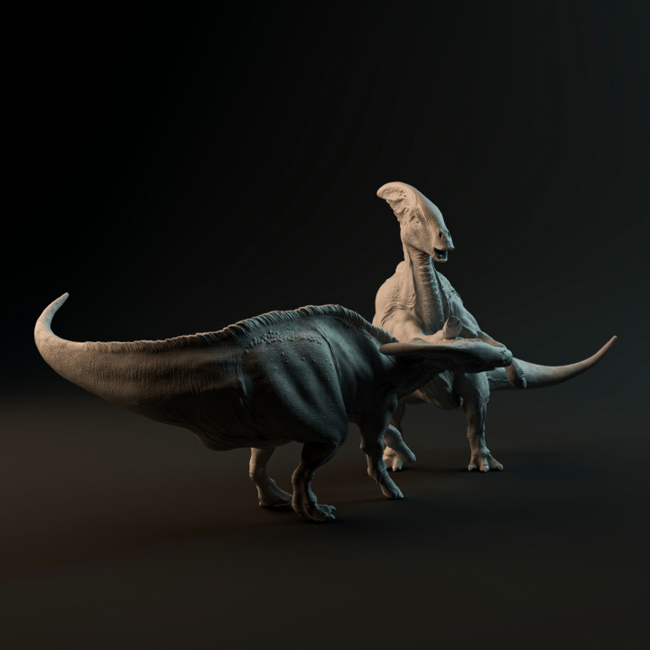 3D Printable Charonosaurus fight 1-35 scale pre-supported dinosaur by ...
