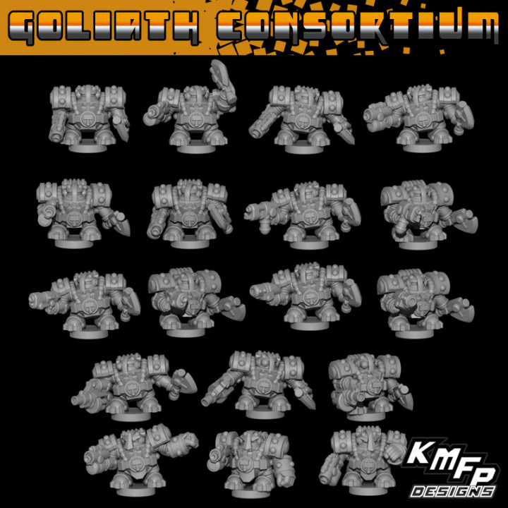 3D Printable Goliath Consortium Exo-Suits (6-8mm) by KMFP Designs