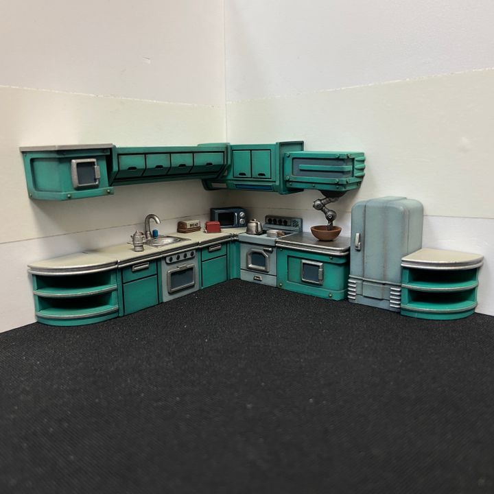 3D Printable Vintage Kitchen by Tiny Furniture