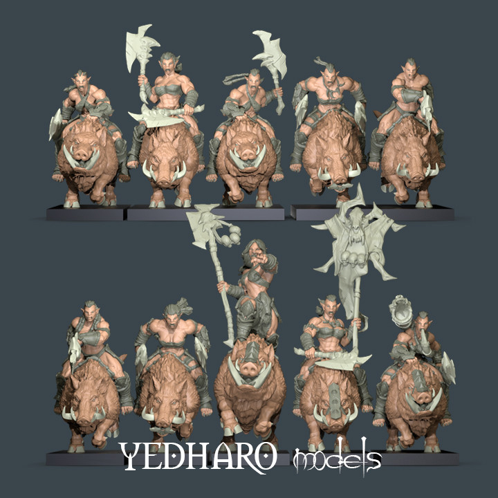 3D Printable Female Savage Orc Mounted On Beast by Yedharo Models SL