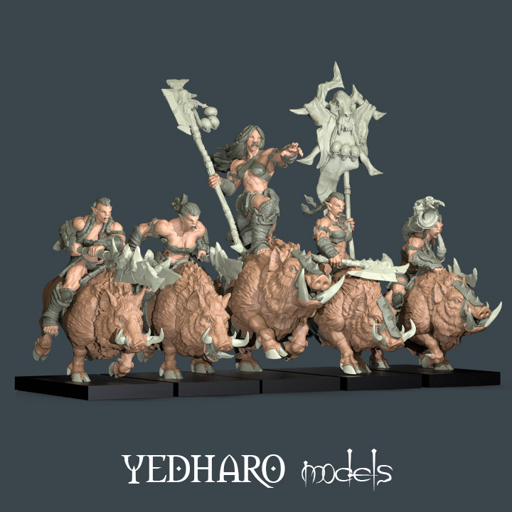 3D Printable Female Savage Orc Mounted On Beast by Yedharo Models SL