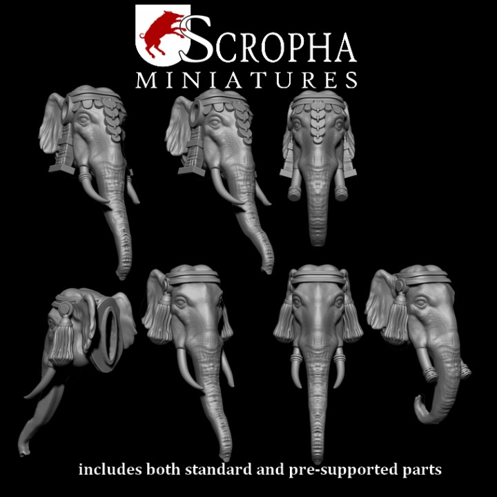 3D Printable indian elephants by Scropha Miniatures