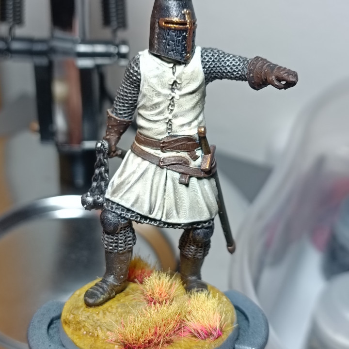 3D Print of Medieval knight pointing - holding flail by bedrichvymyslicky