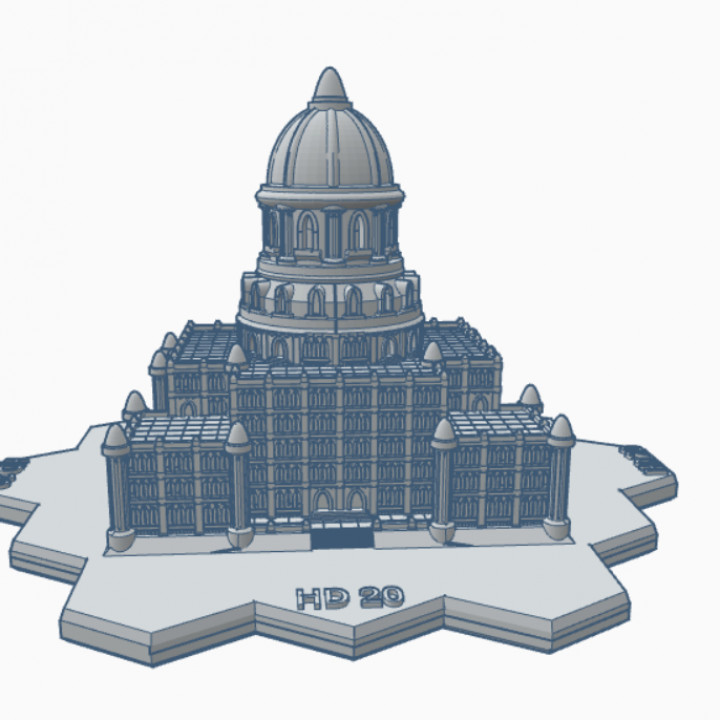 3D Printable Gothic Imperial Senate Building hex Map Scale by Wargame Forge