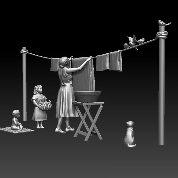 3D Printable Mother daughter washing by Dmitry Tishchenkov
