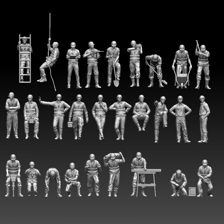 3D Printable builders workers by 3Dimontis