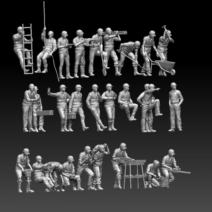 3D Printable builders workers by 3Dimontis