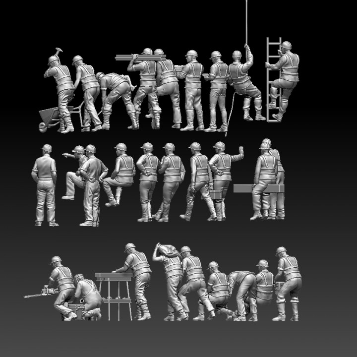 3D Printable builders workers by 3Dimontis