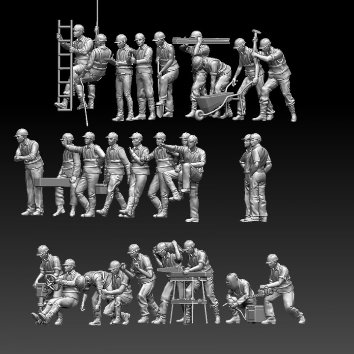 3D Printable builders workers by 3Dimontis