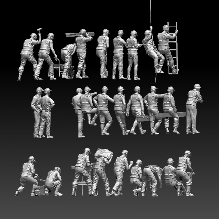 3D Printable builders workers by 3Dimontis