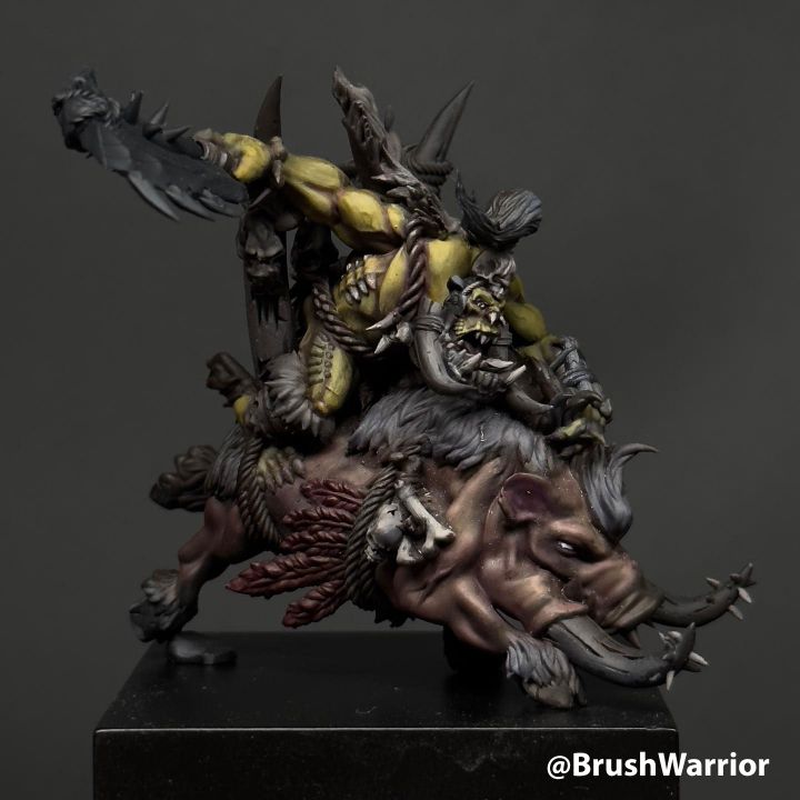 3D Print of Savage Orc Warlord on boar by Gaelion