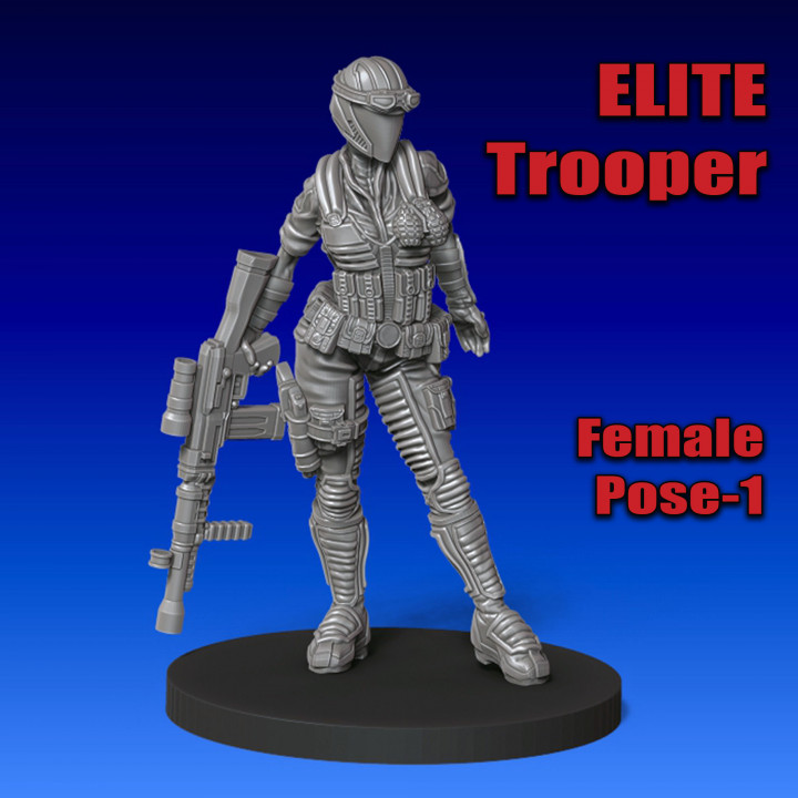3D Printable Elite 'Cartoon' Trooper, Female Pose 1 by Dark-Platypus Studio