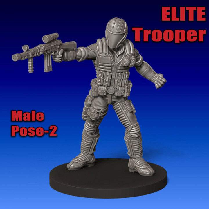 3D Printable Elite 'Cartoon' Trooper, Male Pose 2 by Dark-Platypus Studio