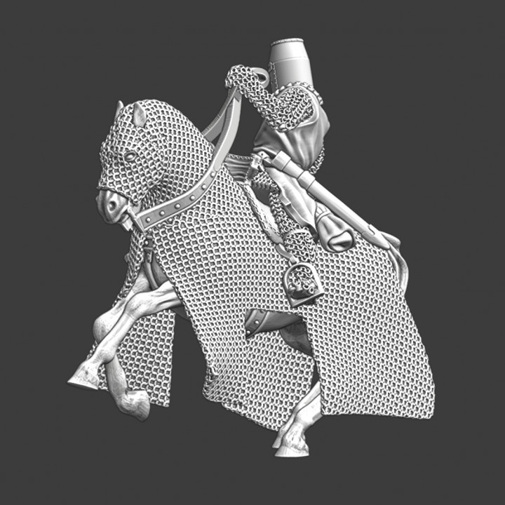 3D Printable Medieval Knight on chainmail covered horse by Northern ...