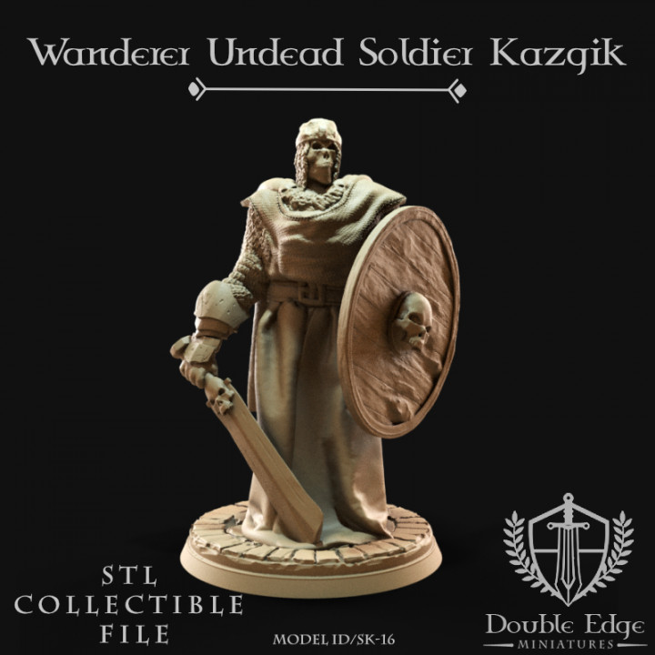 3D Printable Wanderer Undead Soldier Kazqik by Double Edge Miniatures