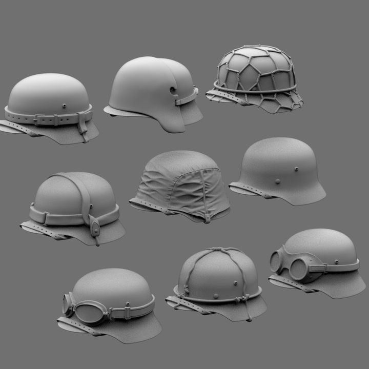 3D Printable german helmets by Dmitry Tishchenkov