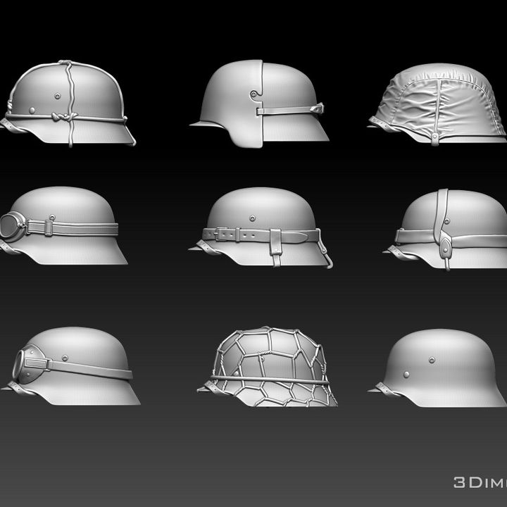 3D Printable german helmets by Dmitry Tishchenkov
