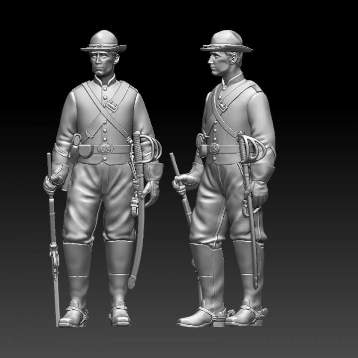 3D Printable Soldier Confederate cavalry by 3Dimontis