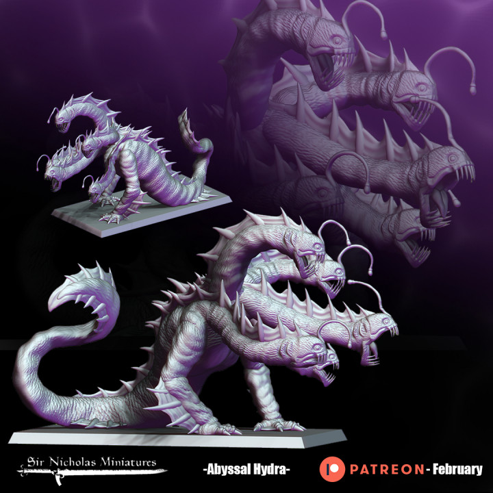 3d Printable Abyssal Hydra By Sir Nicholas Miniatures