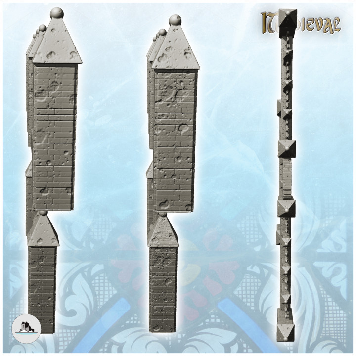 3D Printable Iron fence set with stone posts and gate (2) - Modern WW2 ...