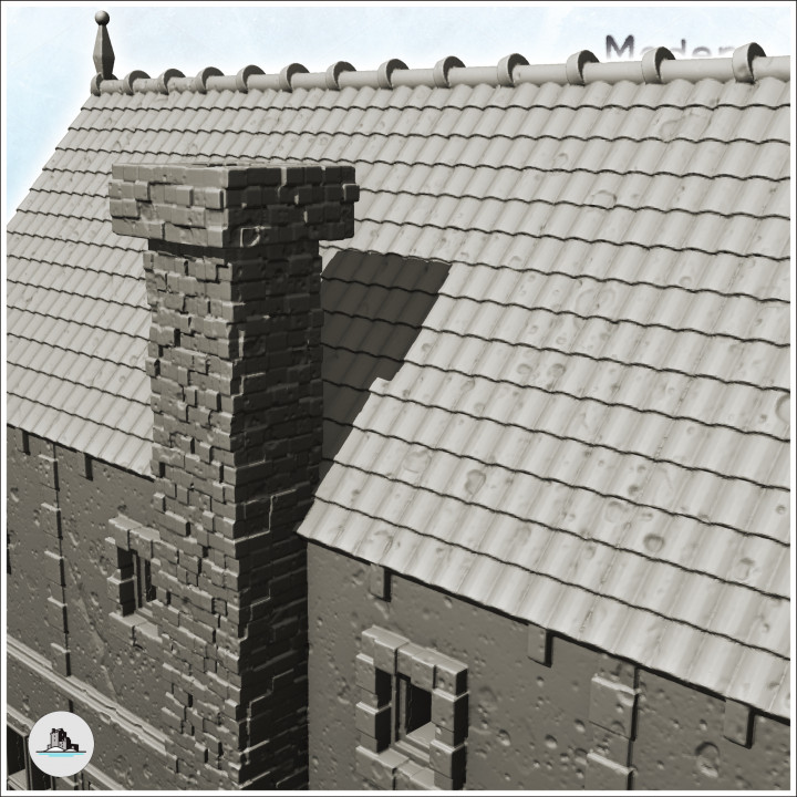 3D Printable Large modern house with elevated entrance and large ...