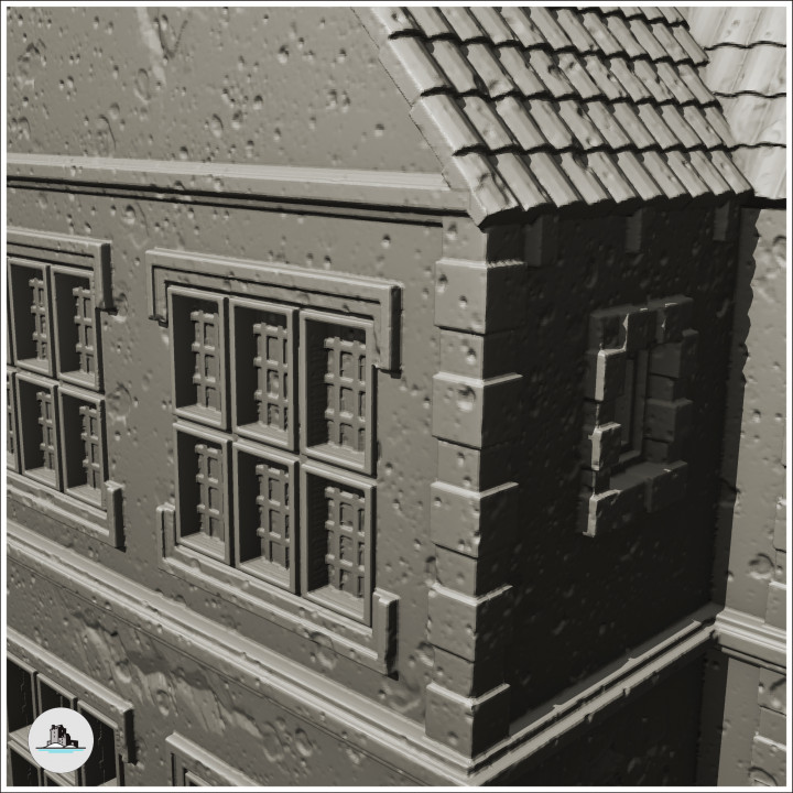 3D Printable Large modern house with elevated entrance and large ...