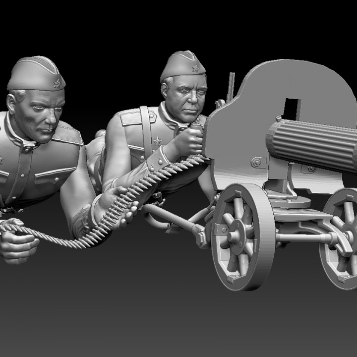 3D Printable russian soldiers and Maxim machine gun by Dmitry Tishchenkov