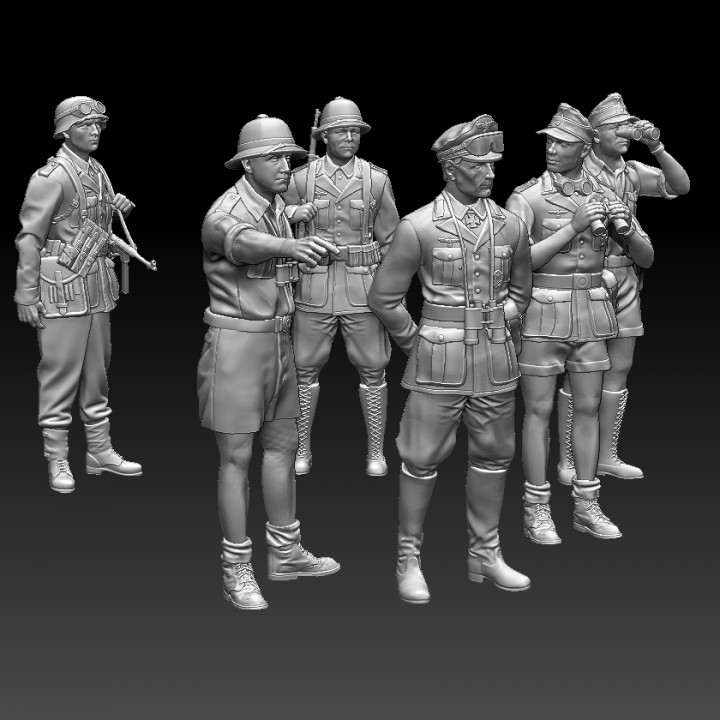 3D Printable General Rommel and german officers by 3Dimontis