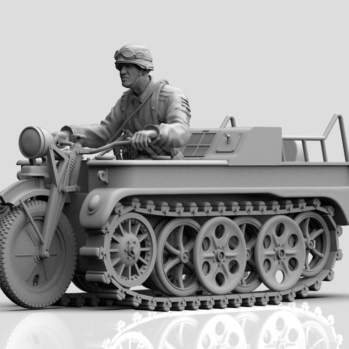 3D Printable German soldier driver kettenkrad SdKfz 2 by Dmitrii ...