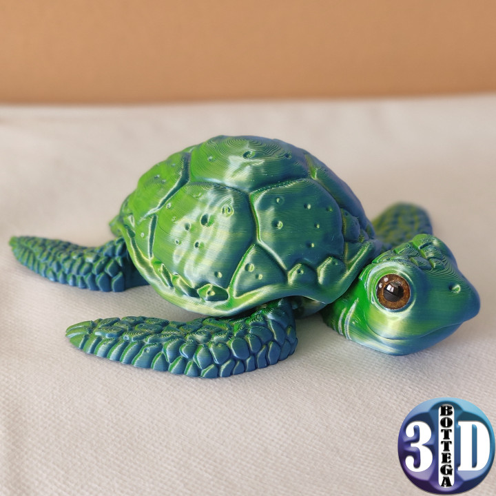 3D Printable Cute Articulated Sea Turtle, print in place, no supports ...