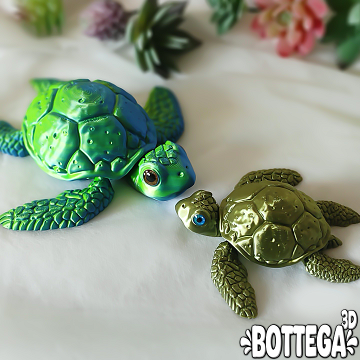 3D Printable Cute Articulated Sea Turtle, print in place, no supports ...