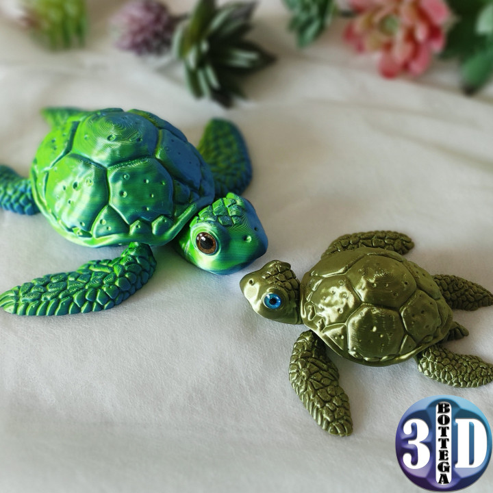 3D Printable Cute Articulated Sea Turtle, print in place, no supports ...