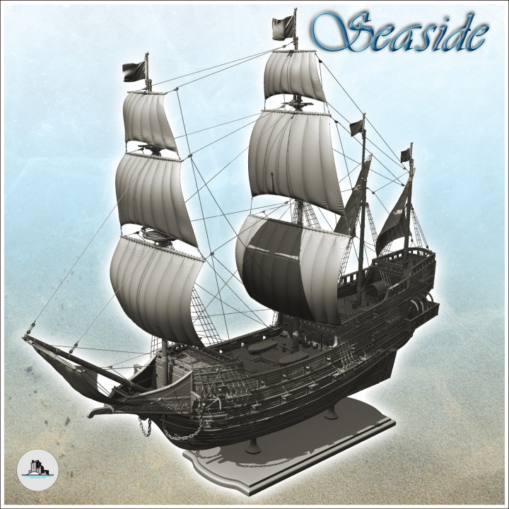 3D Printable Sailing ship galleons with guns and accessories (4 ...