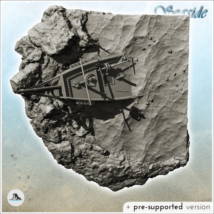 3D Printable Carcass of ship stranded on the coast (5) - Pirate Jungle ...