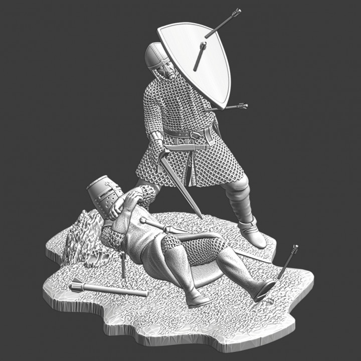 3D Printable "Protect the Lord" - Medieval soldier defending wounded ...
