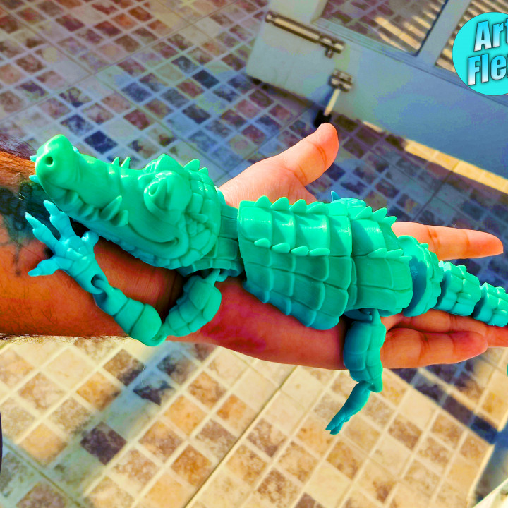 3D Printable Cute Flexi Print In Place Crocodile by ArtFlex