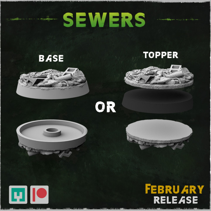 3D Printable Sewers - Bases & Toppers (Big Set ) by Zabavka Workshop