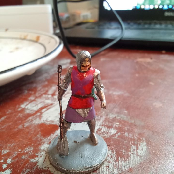 3D Print of Medieval Knight with chainmail hood and mace by eysteinglumru