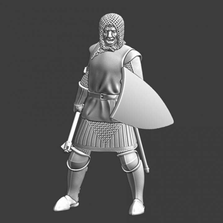 3D Printable Medieval Knight with chainmail hood and mace by Northern ...