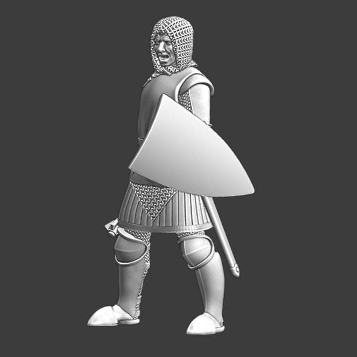 3D Printable Medieval Knight with chainmail hood and mace by Northern ...