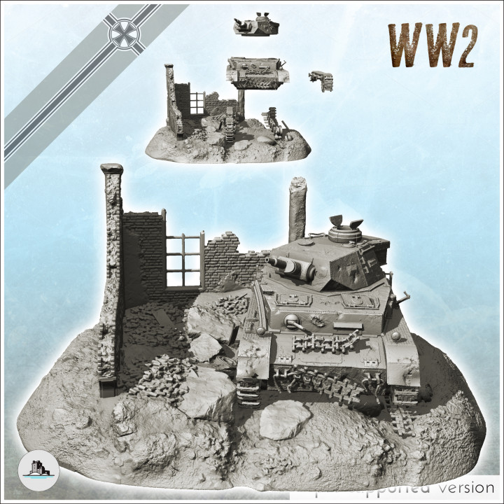 3D Printable Carcass of Panzer IV Ausf. F1 in building ruin - Germany ...