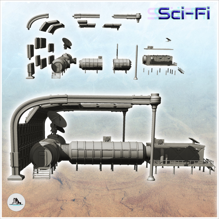 3D Printable Large space base with multiple modules and large ...