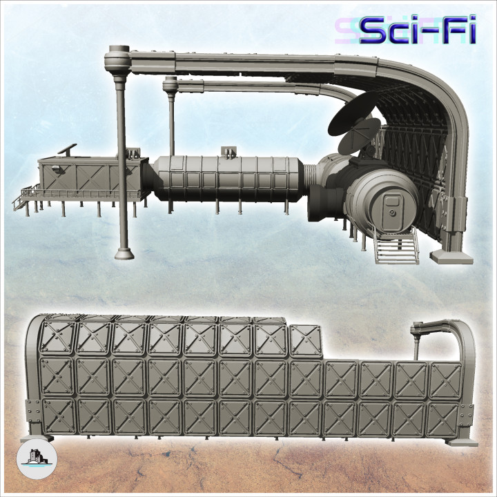 3D Printable Large space base with multiple modules and large ...