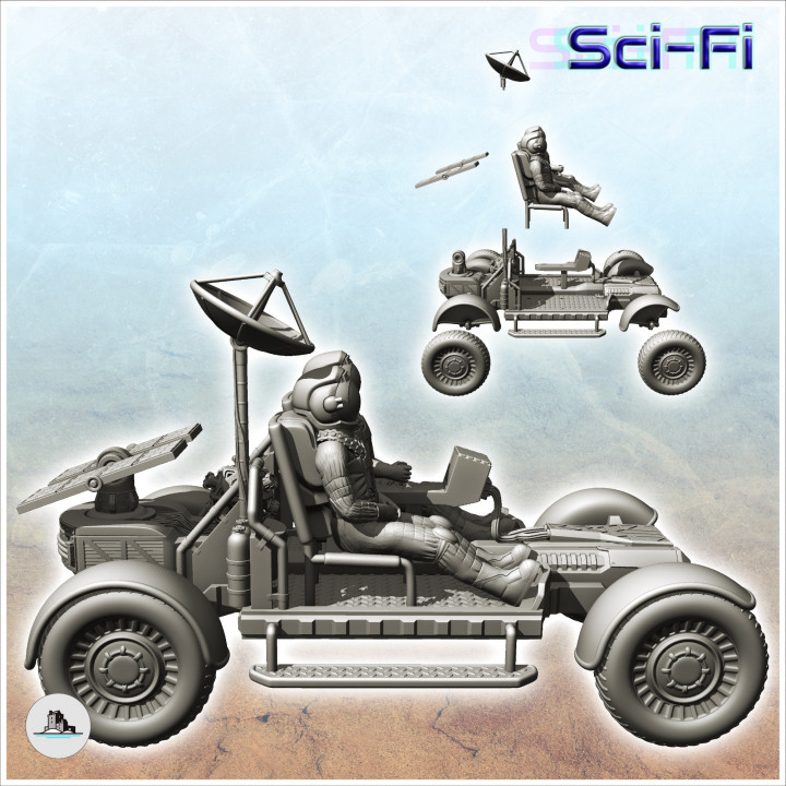 3D Printable Planetary exploration rover with two astronauts (2 ...
