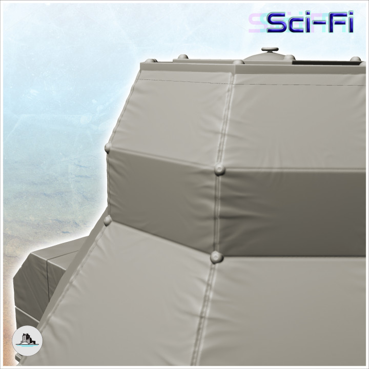 3D Printable Futuristic hexagonal building with underground ventilation ...