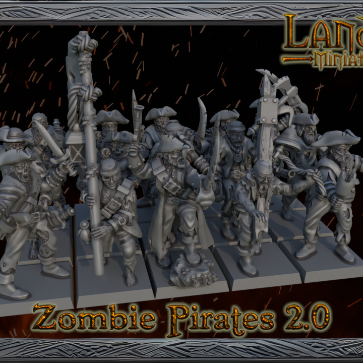 3D Printable Zombie Pirates 2.0 by Landor Miniatures