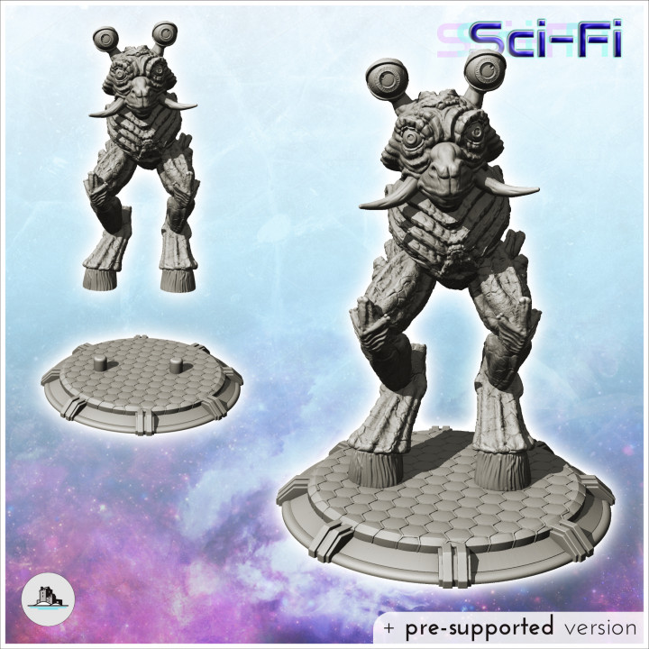 3D Printable Alien creature with round antennas and no arms (4) - SF ...