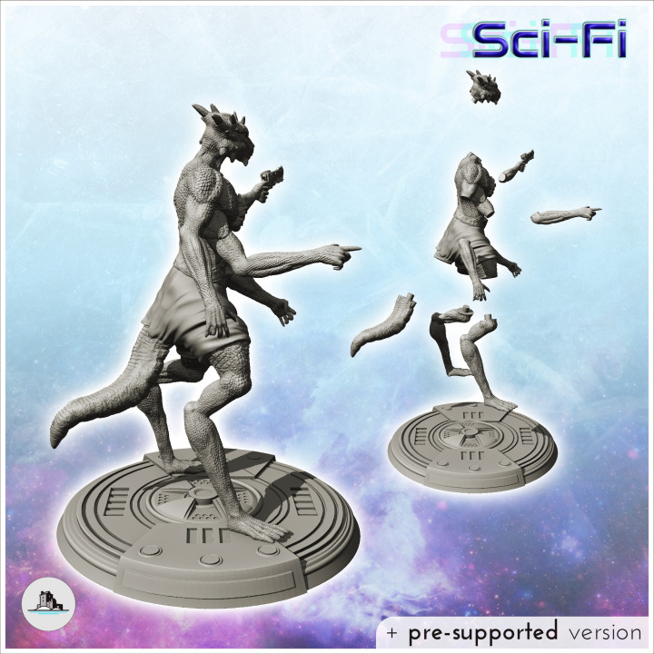 3D Printable Four-armed alien warrior with laser gun (7) - SF SciFi ...